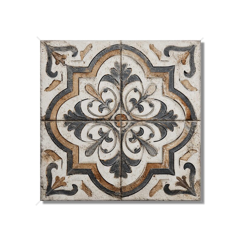 Ceramic Tile Aged Gray Beige Patterned Kitchen Backsplash Tile ...