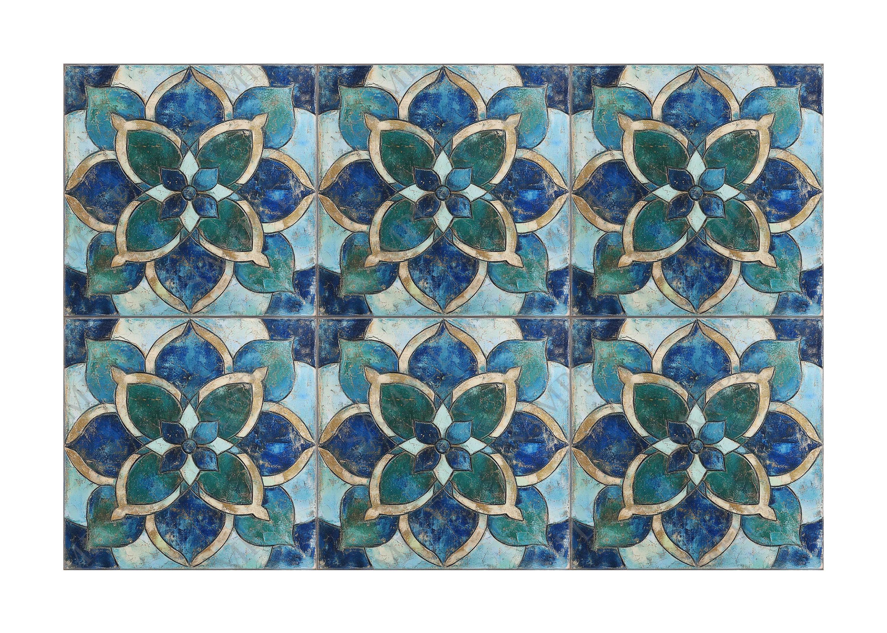 Blue Green Turquoise Ceramic Tile - Vintage Moroccan Tile Design ...