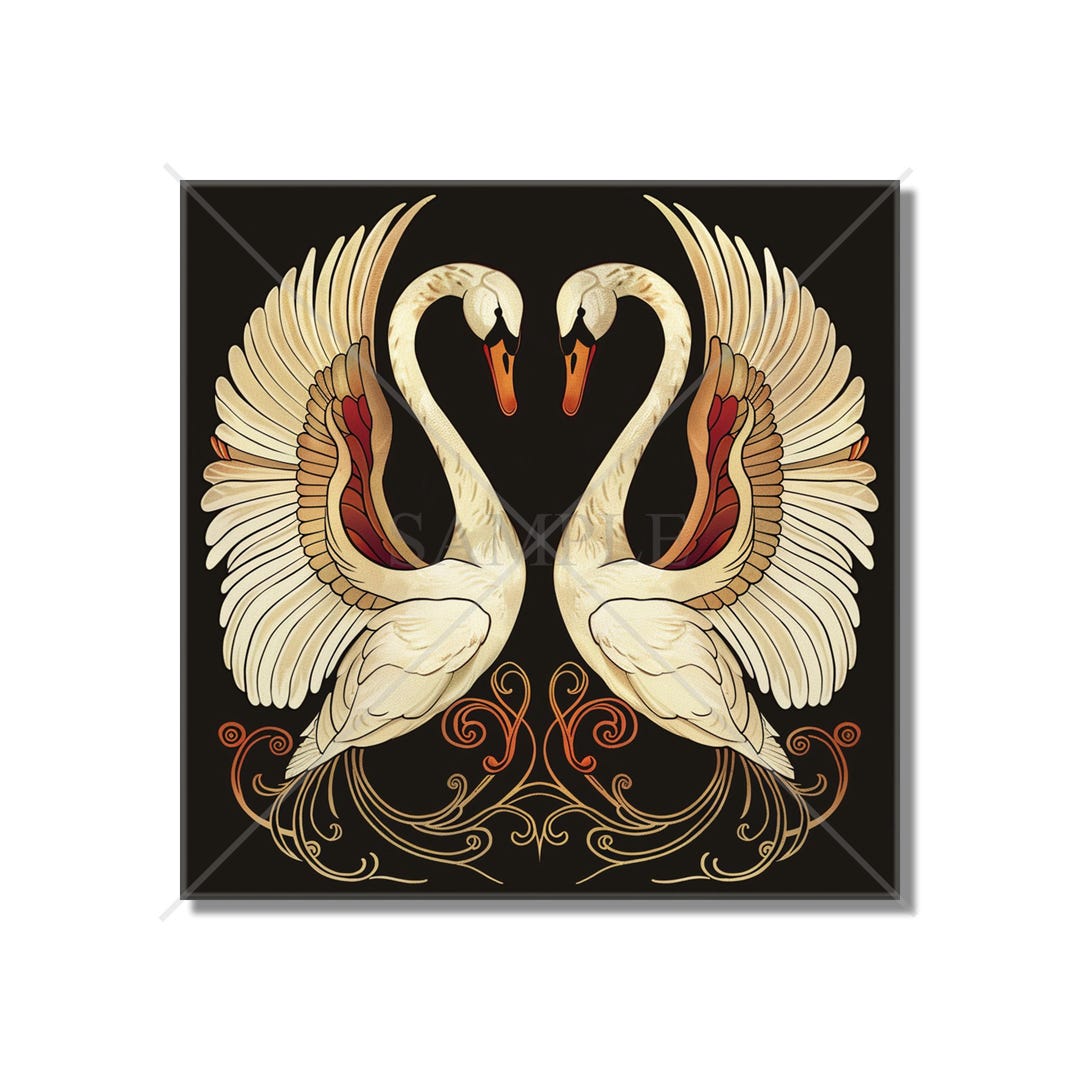 Art Nouveau Swan Design Ceramic Tile - Unique Art Nouveau Kitchen ...