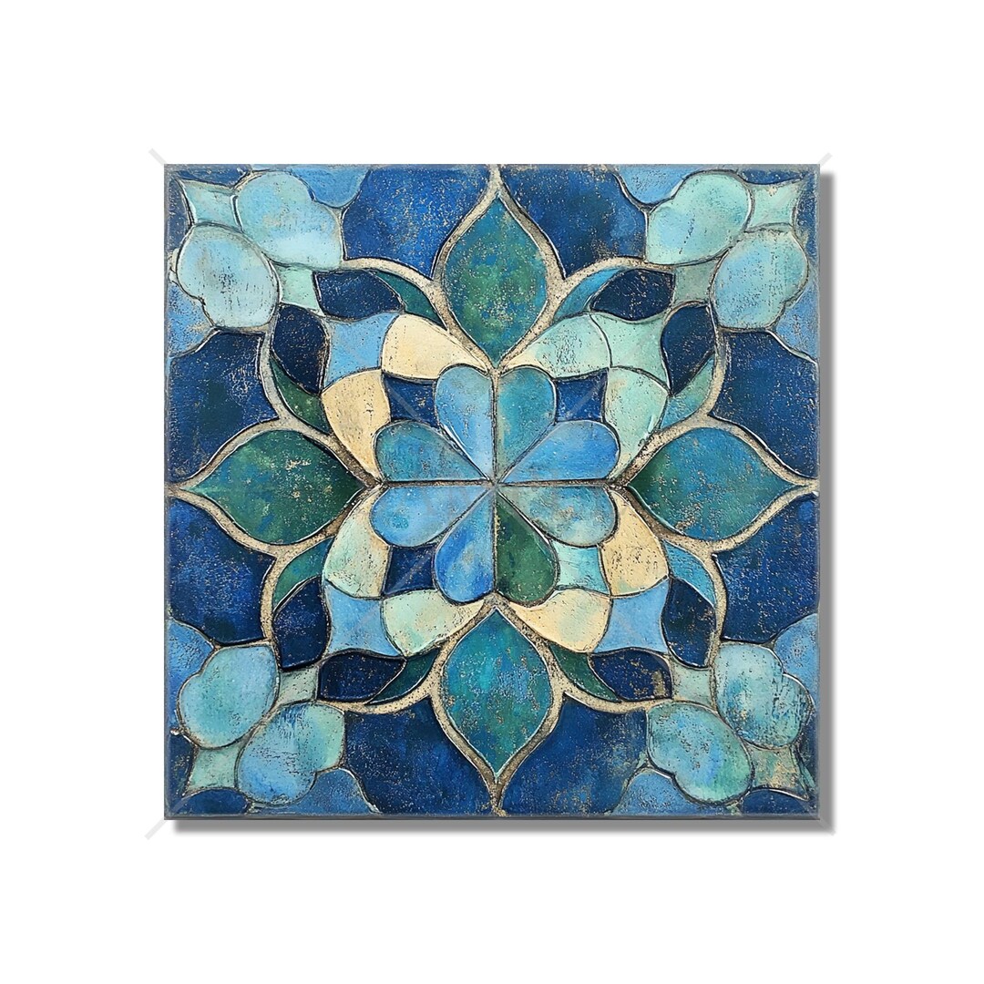 Blue Green Turquoise Ceramic Tile - Vintage Moroccan Tile Design ...