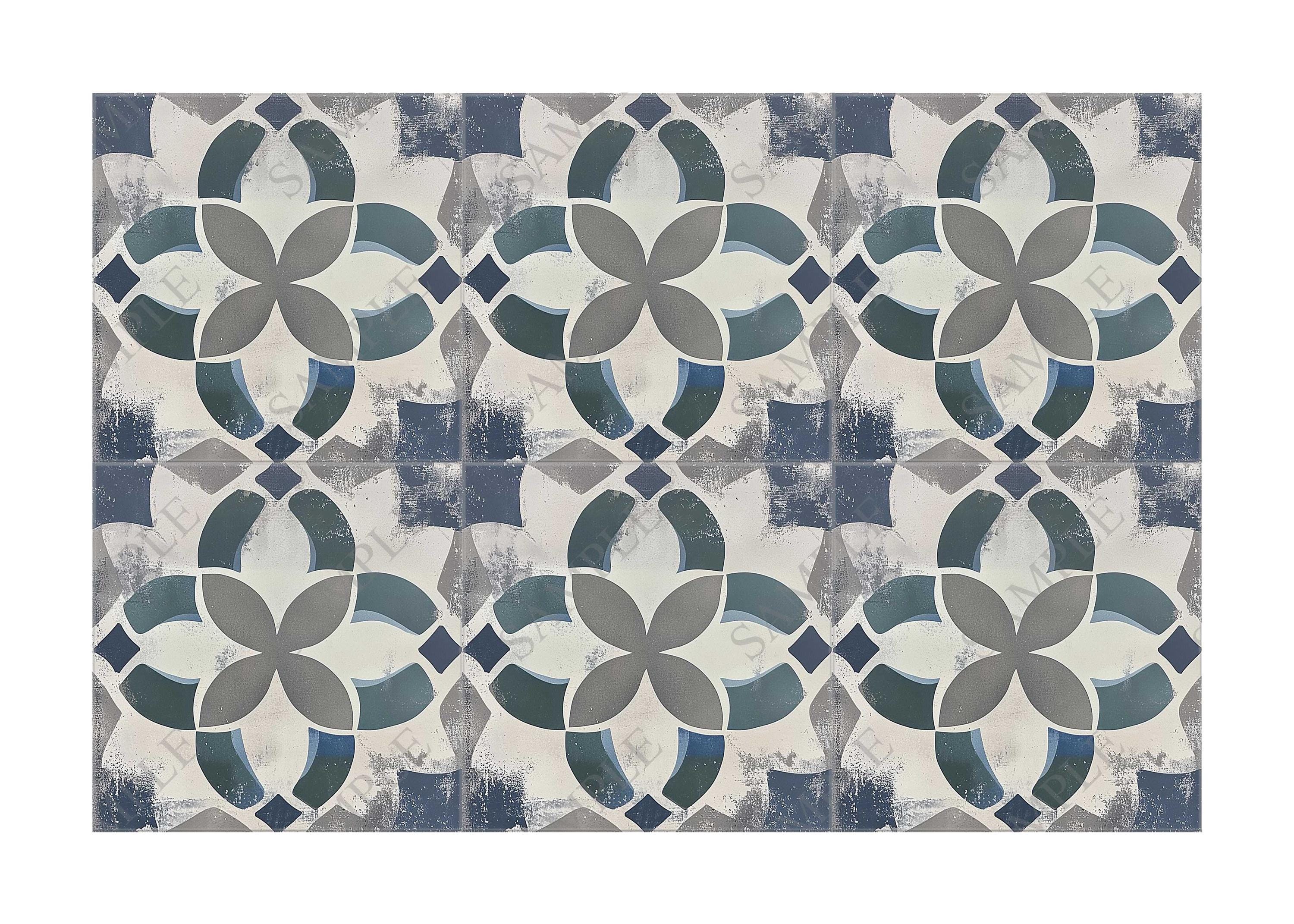 Aged Blue Grey Ceramic Tile Vintage Moroccan Tile Design Kitchen ...