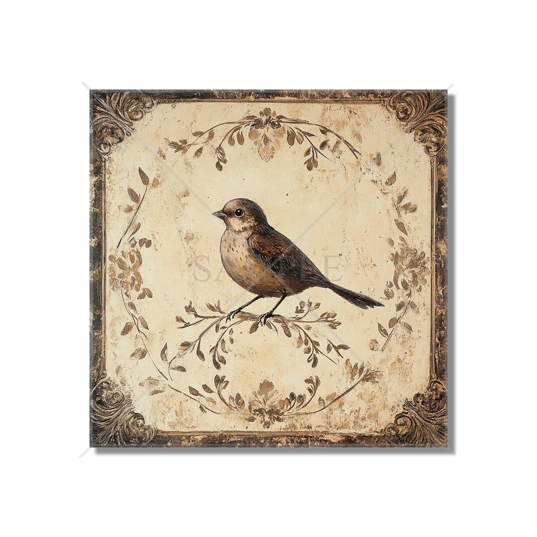 Vintage Bird Design Ceramic Tile - Ceramic Tiles With Birds - Bird ...
