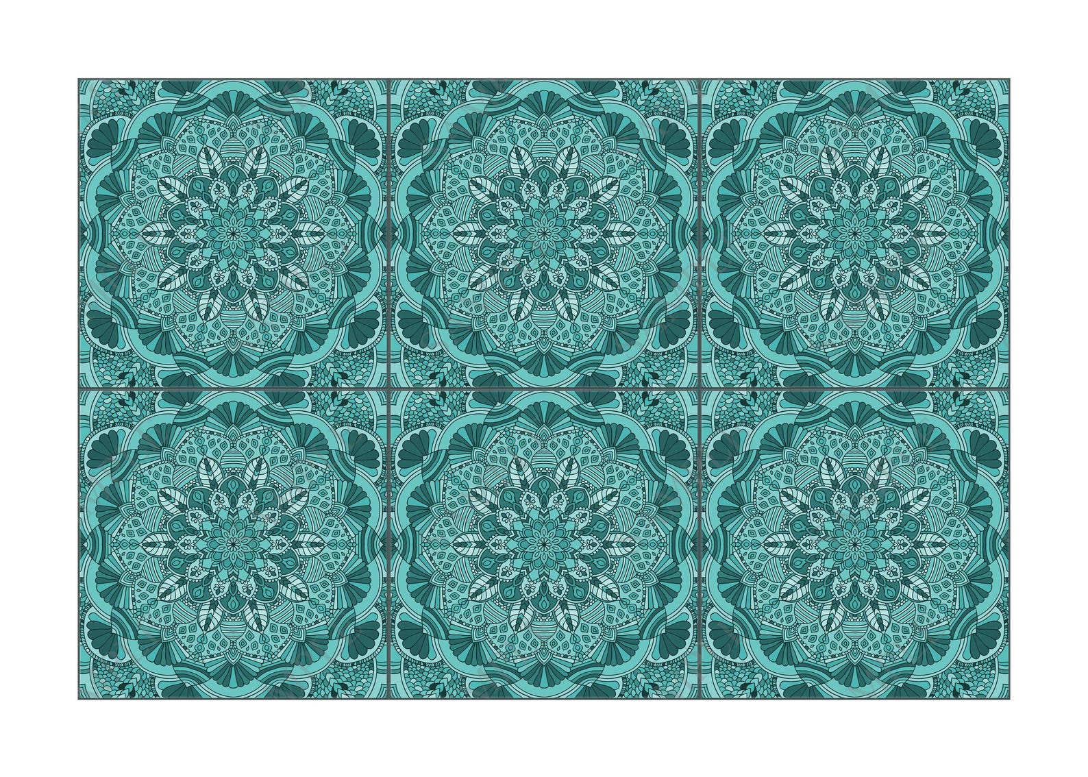 Turquoise Ceramic Wall Tile - Boho Medallion Tile Mandala Tile Teal ...