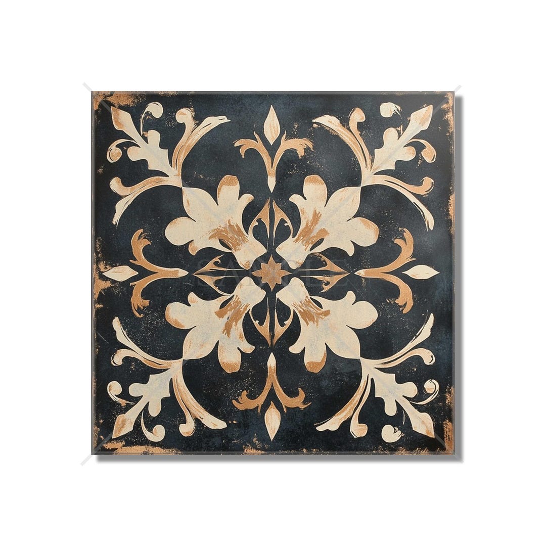 Aged Black & Rust Ceramic Tile - Vintage Patterned Kitchen Backsplash ...