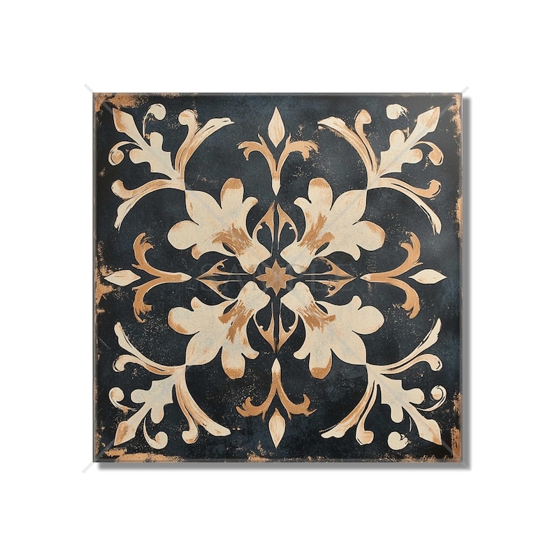 Aged Black & Rust Ceramic Tile - Vintage Patterned Kitchen Backsplash ...