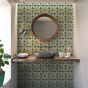 Aged Green Beige Ceramic Tile - Vintage Aged Design Tile - Unique Green ...