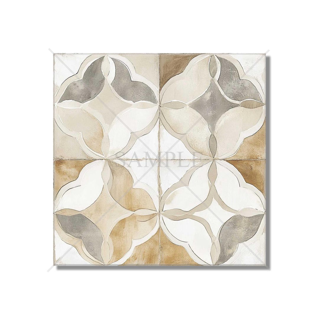 Vintage Neutral Tones Ceramic Tile Unique Patterned Kitchen Backsplash ...
