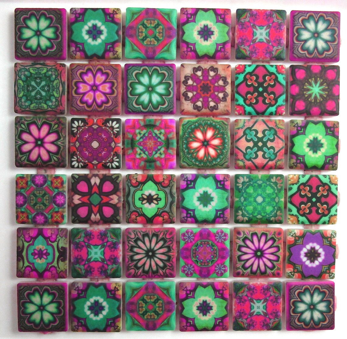 Ceramic Mosaic Tiles Boho Gypsy Medallions Bright Colors | Etsy