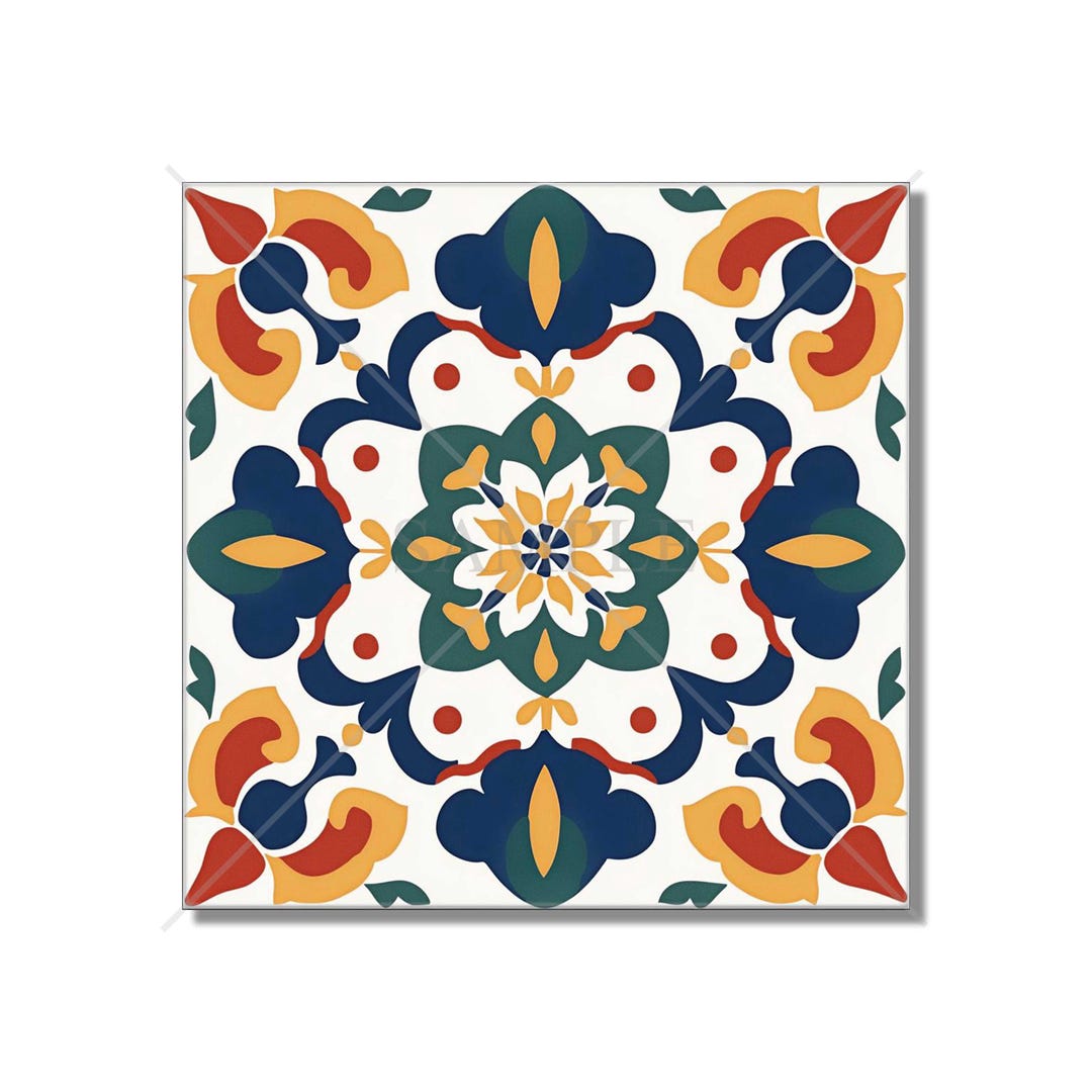 Multi Colored Italian Design Ceramic Tile Blue Yellow Green Red Kitchen ...