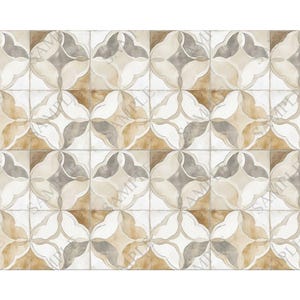 Vintage Neutral Tones Ceramic Tile Unique Patterned Kitchen Backsplash ...