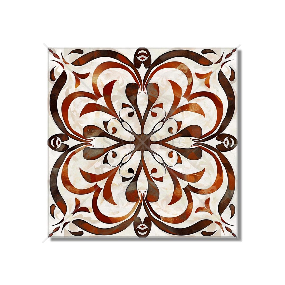 Copper Brown Patterned Ceramic Tile Vintage Moroccan Tile Design ...