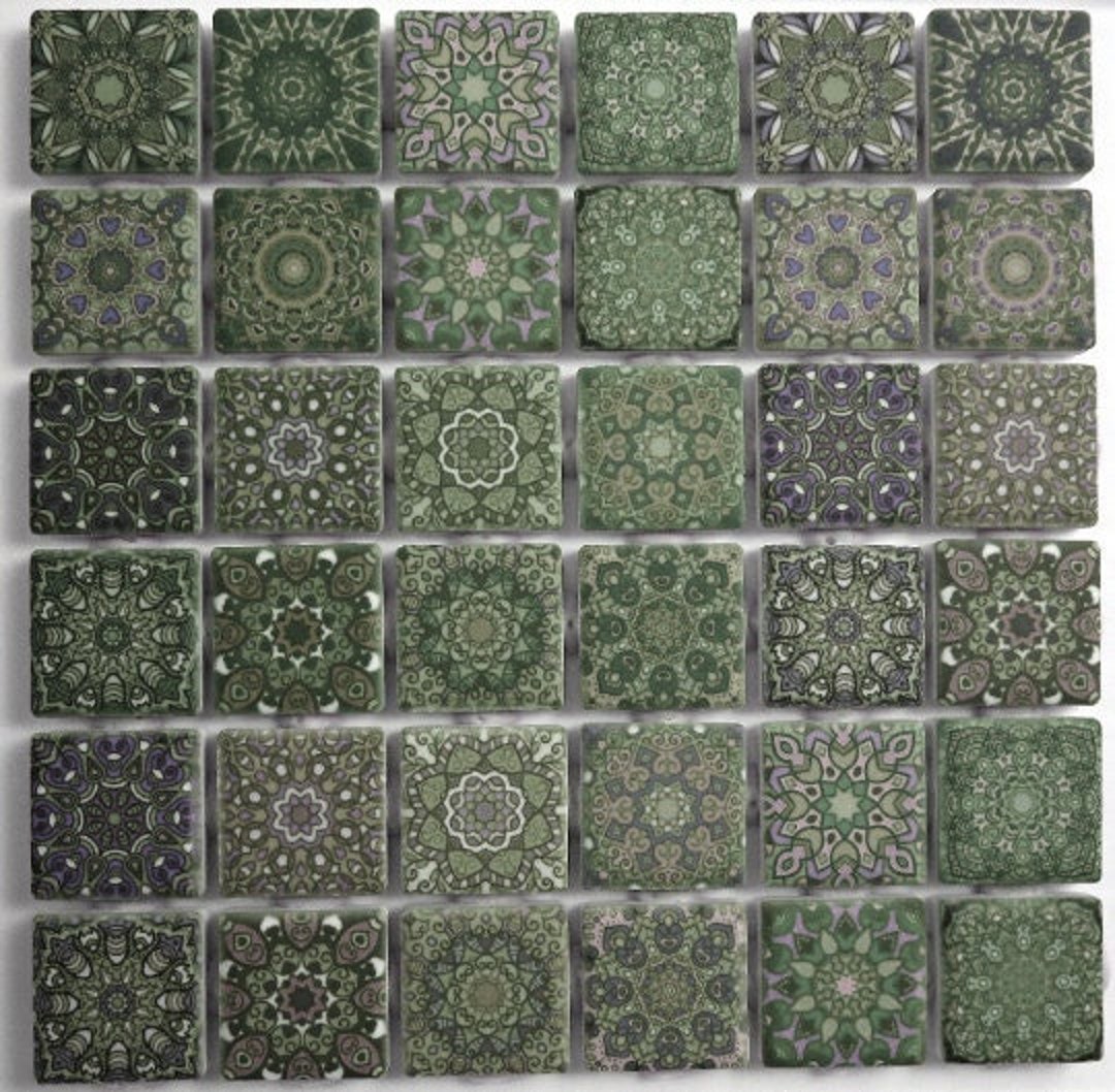 Sage Green Mixed Boho Moroccan Backsplash Tile Ceramic Mosaic Tiles ...