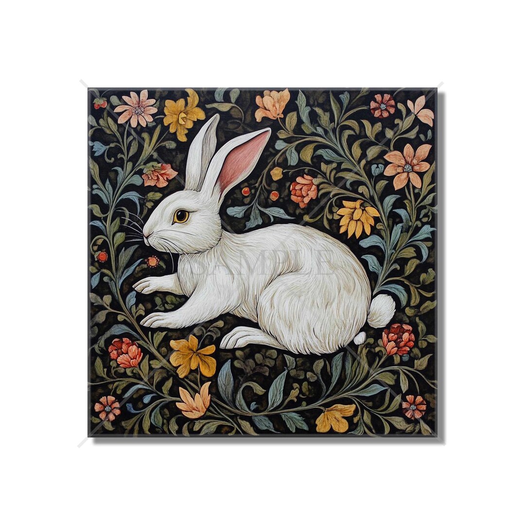 Decorative Rabbit Ceramic Tile Woodland Rabbit Ceramic Tile William ...