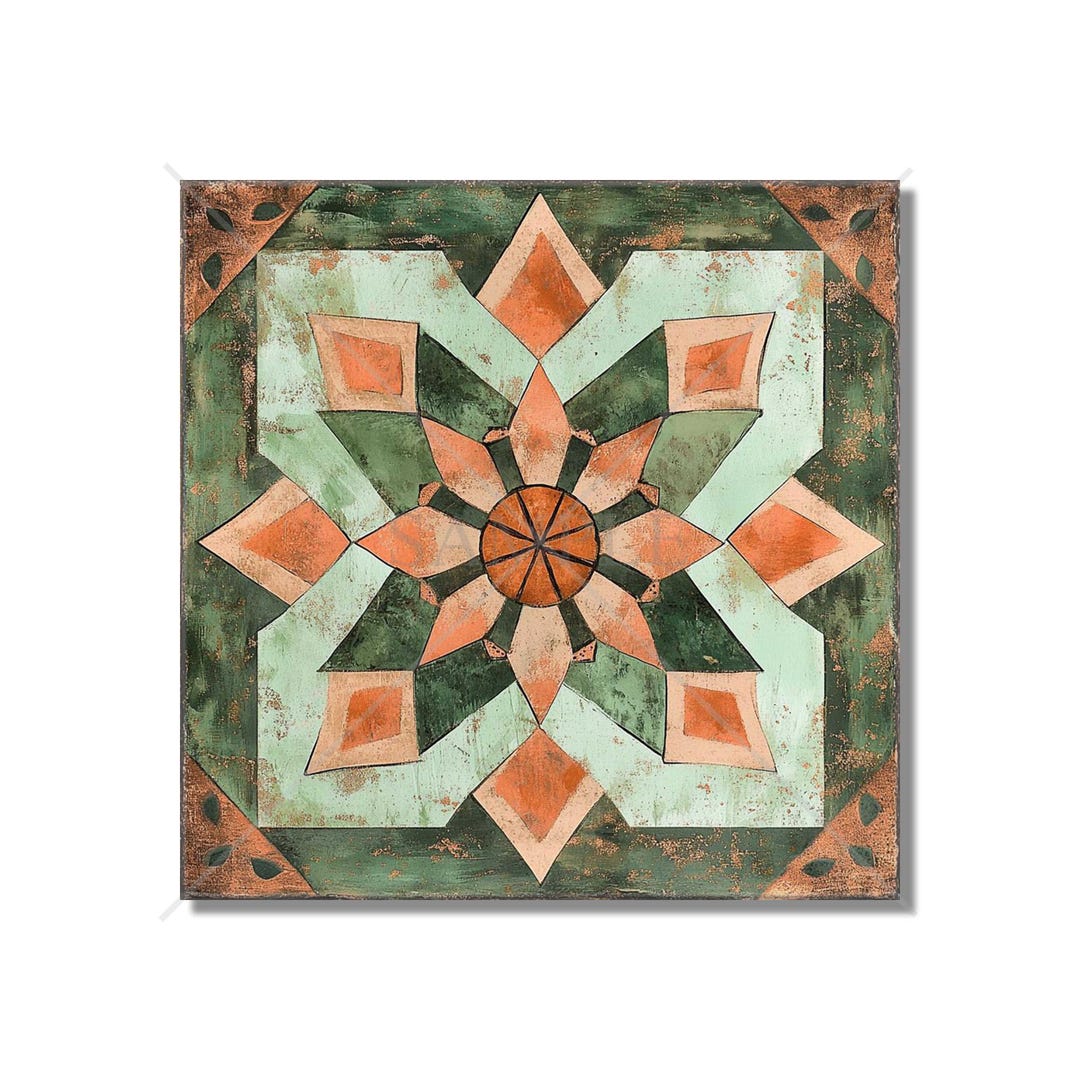 Green Copper Ceramic Tile - Vintage Aged Design Tile - Unique Green ...
