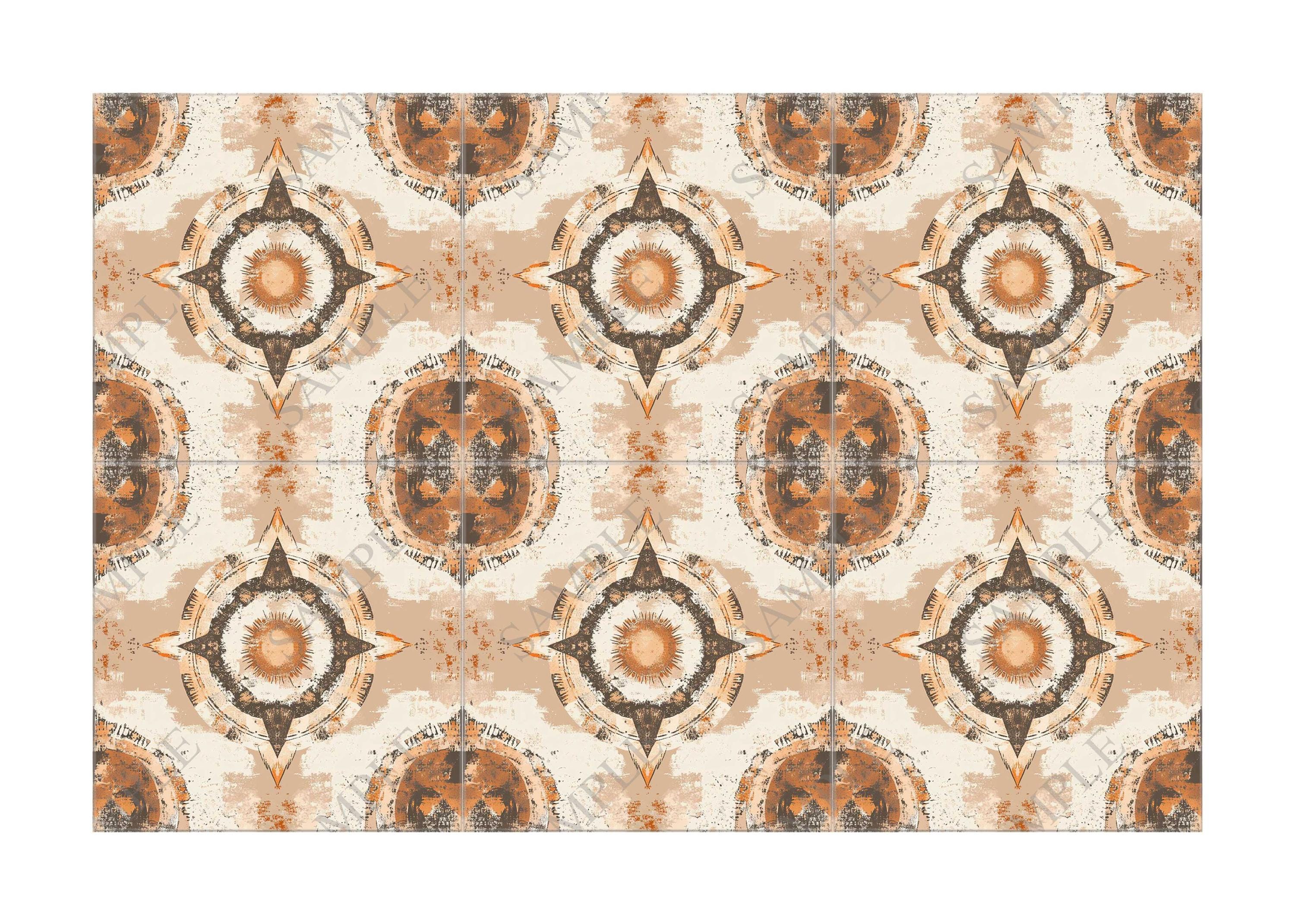 Boho Terra Cotta Design Ceramic Tile - Vintage Boho Tile Design ...
