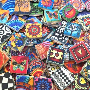 SALE 2 Pounds of Mixed Bright Ceramic Mosaic Tiles - Mixed Mosaic Tile ...