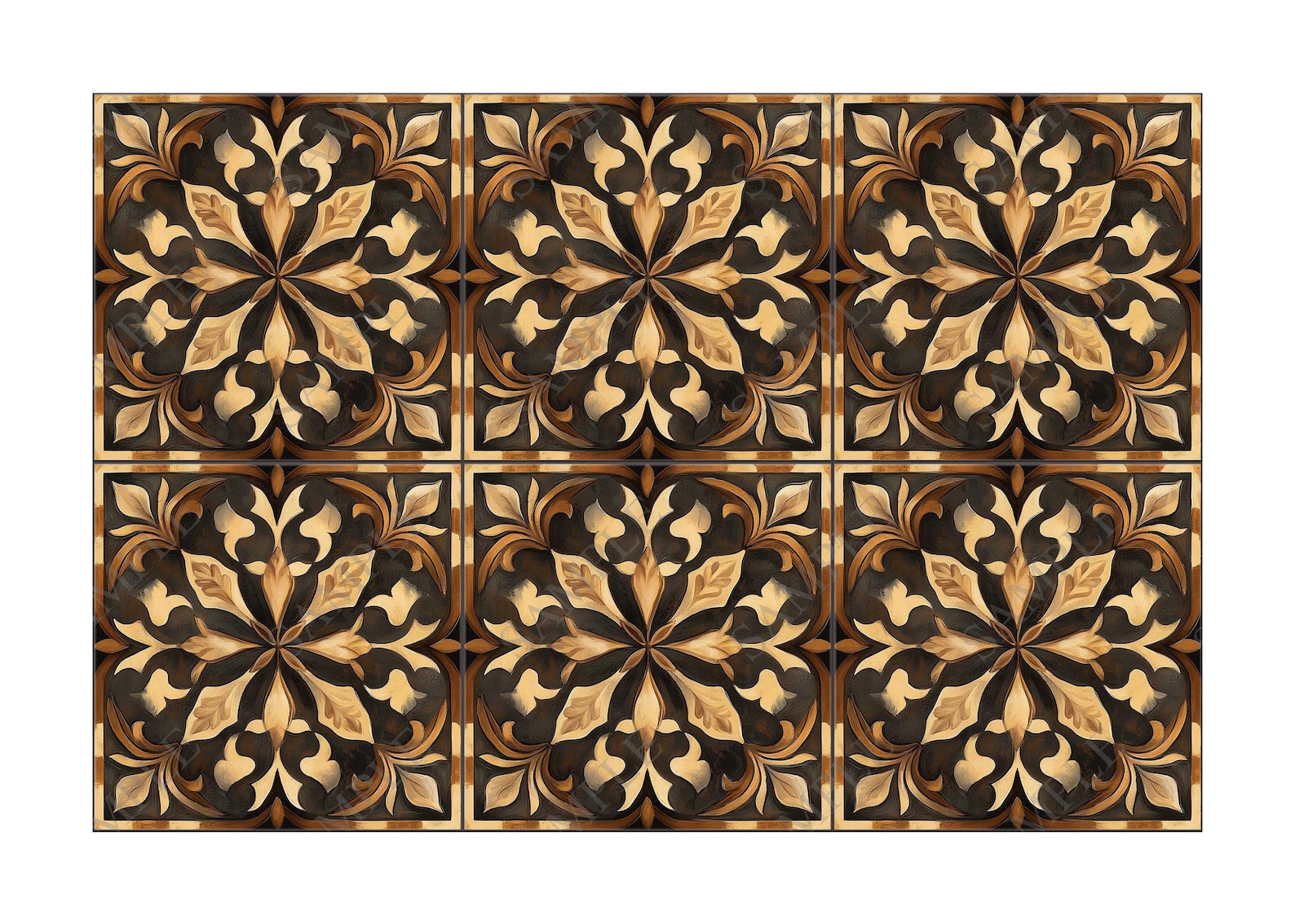 Antique Design Brown Ceramic Tiles - Brown Patterned Kitchen Backsplash ...