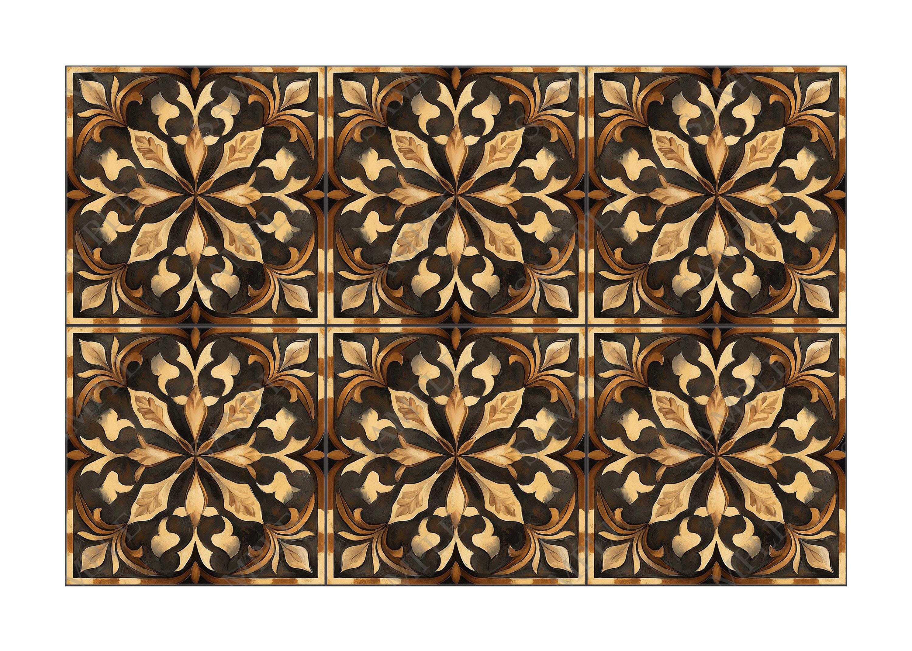 Antique Design Brown Ceramic Tiles - Brown Patterned Kitchen Backsplash ...