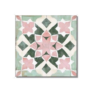Pink and Green Vintage Design Ceramic Tile - Kitchen Backsplash Tile ...