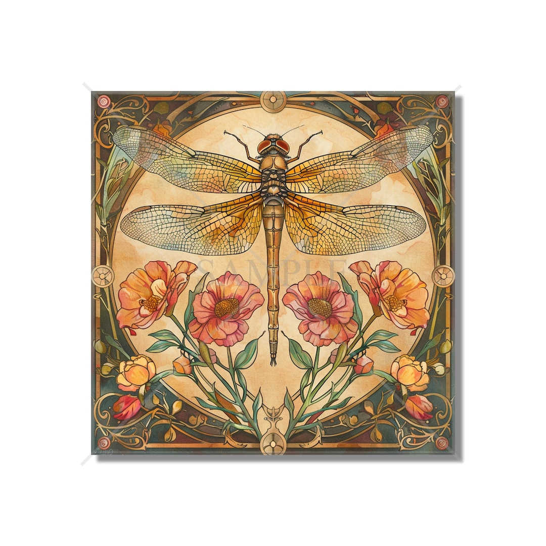 Vintage Dragonfly Design Ceramic Tile - Kitchen Backsplash Tile ...
