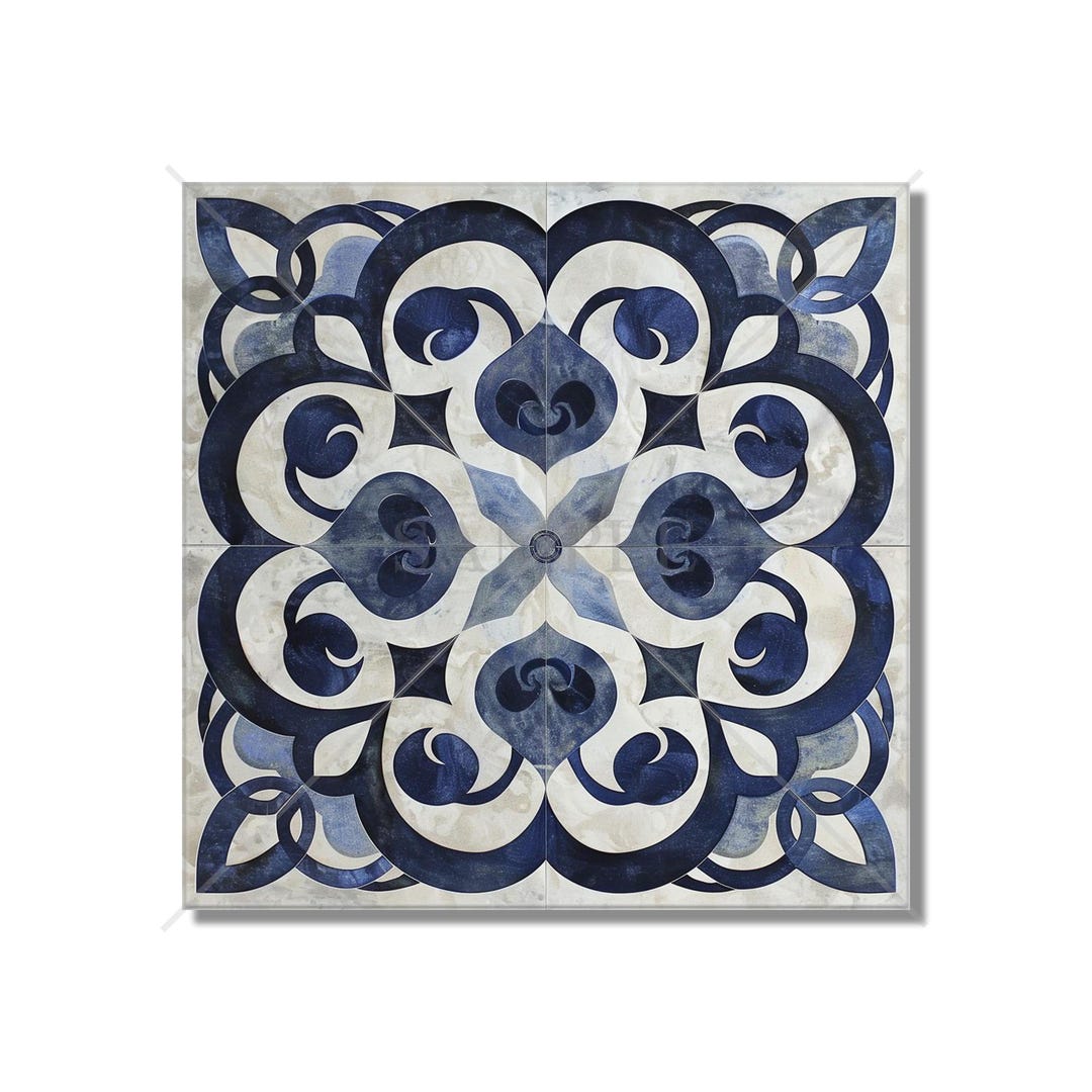 Navy Blue Grey Ceramic Tile - Vintage Moroccan Tile Design - Kitchen ...