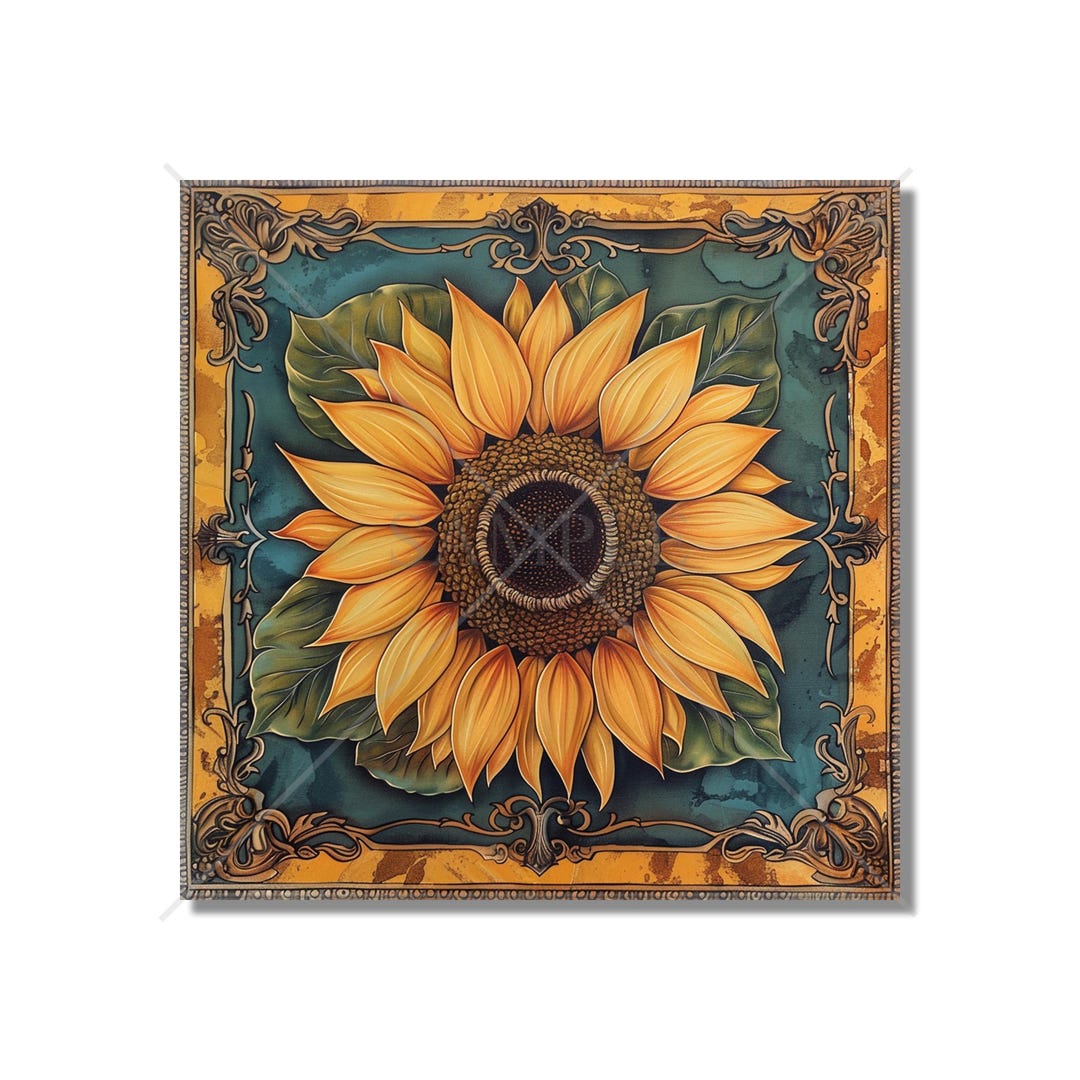 Sunflower Design Ceramic Accent Tile - Floral Design Kitchen Accent ...