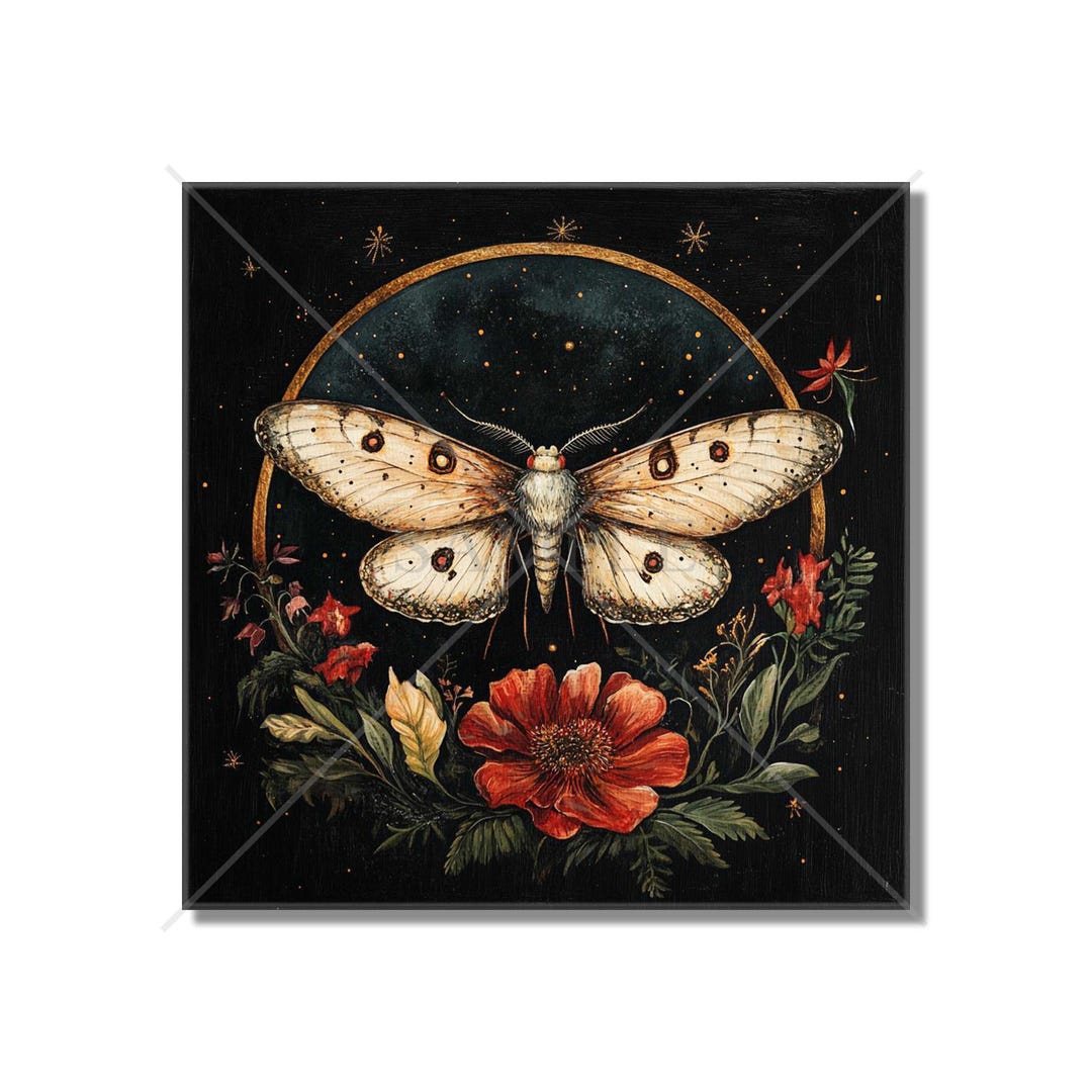 Moody Witchy Moth Design Ceramic Tile Kitchen Backsplash Tile Moody ...