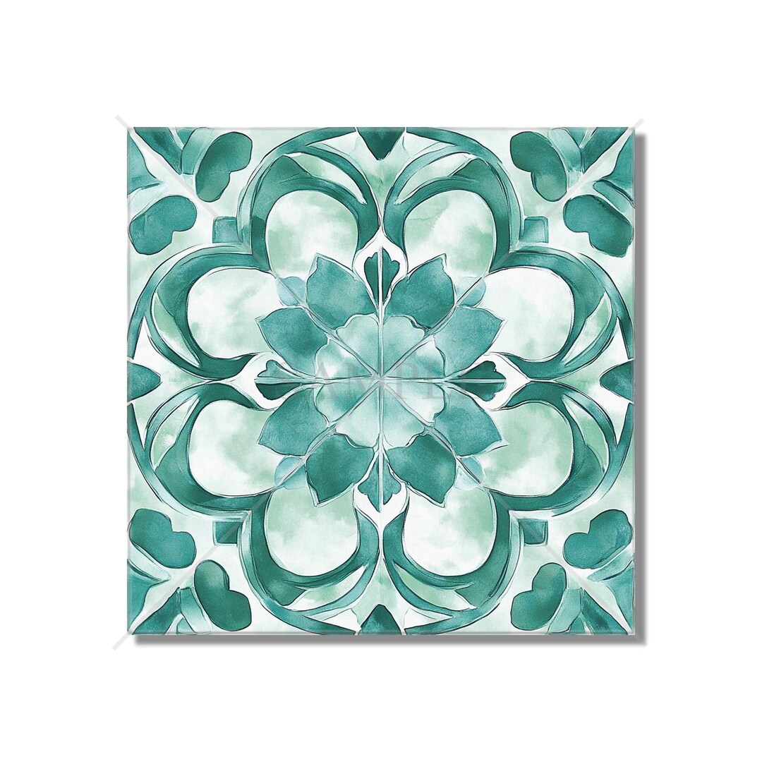 Ocean Blue Green Ceramic Tile - Vintage Moroccan Tile Design - Unique ...