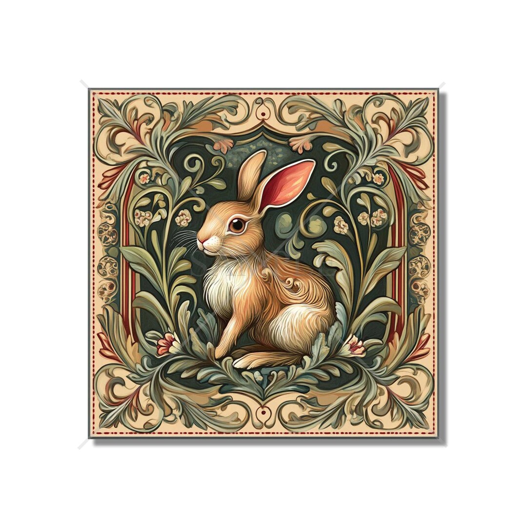 Bunny Rabbit Ceramic Tile Vintage Design Rabbit Ceramic Tile - Rabbit ...