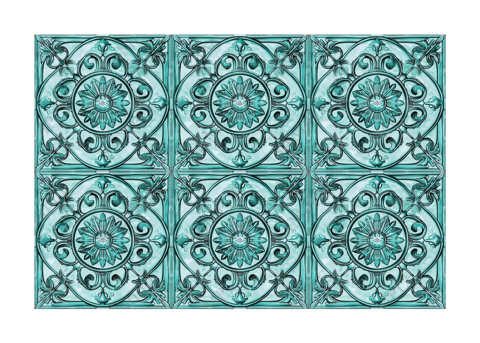 Turquoise Blue Teal Ceramic Tile - Vintage Moroccan Tile Design ...