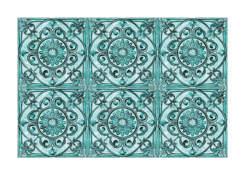 Turquoise Blue Teal Ceramic Tile - Vintage Moroccan Tile Design ...