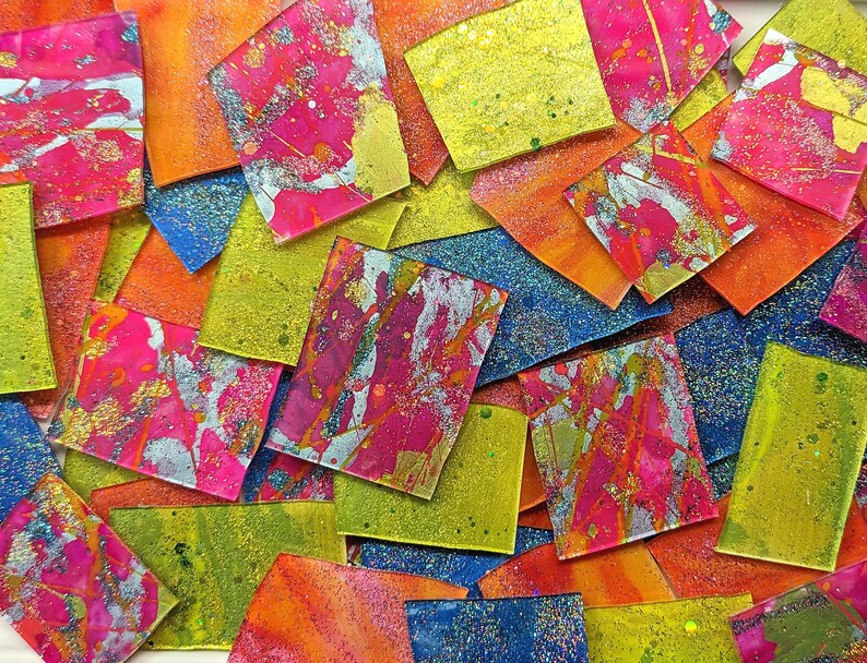 Sparkling Bright Multi Color Mix Glitter Glass Mosaic Tiles - Etsy