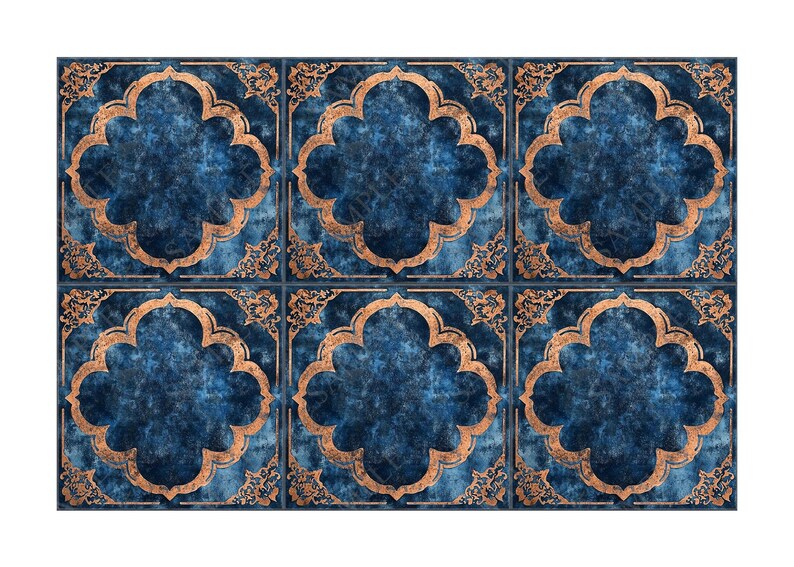 Dark Blue Patterned Ceramic Tile Kitchen Backsplash Tile Bathroom Wall ...