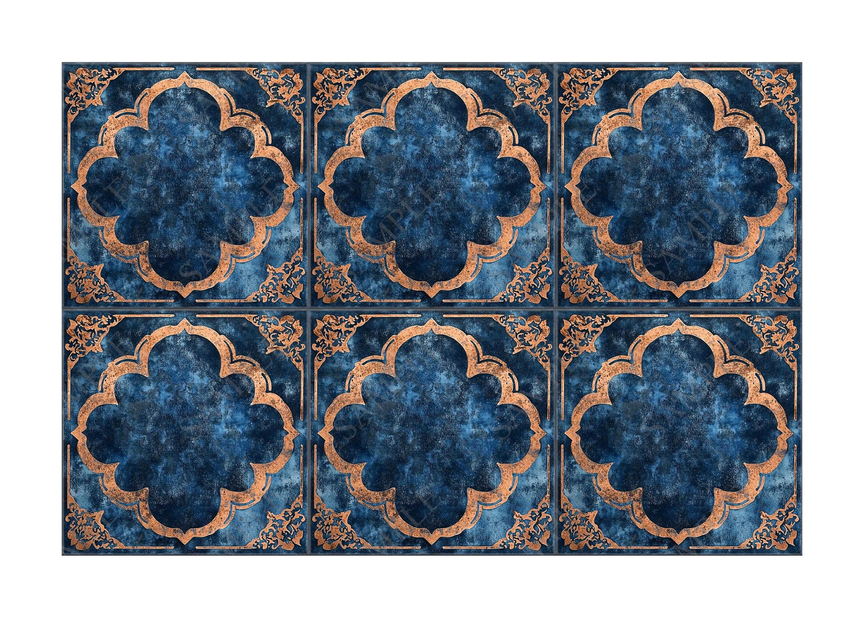 Dark Blue Patterned Ceramic Tile Kitchen Backsplash Tile Bathroom Wall ...