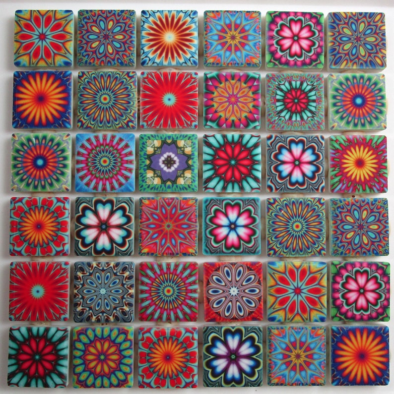 Ceramic Mosaic Tiles Boho Hippie Tie Dye Medallions Bright | Etsy