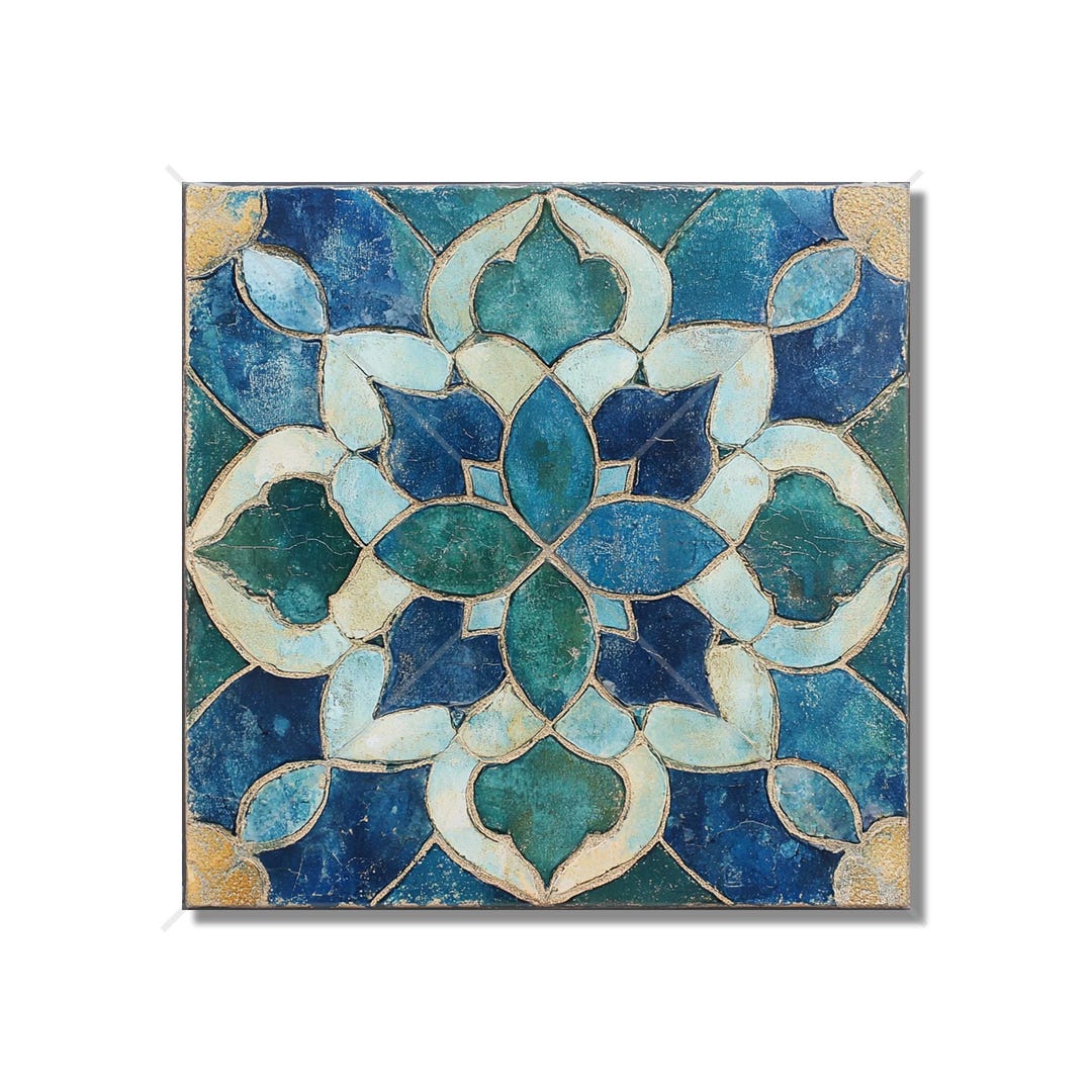 Blue Green Turquoise Ceramic Tile - Vintage Moroccan Tile Design ...