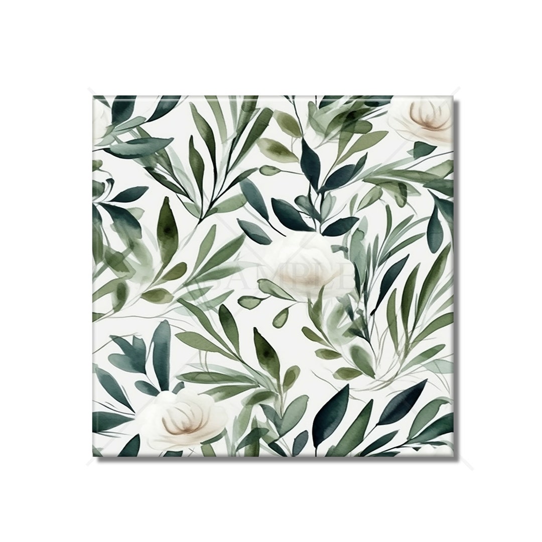Botanical Floral Ceramic Tile Botanical Kitchen Backsplash Tile ...