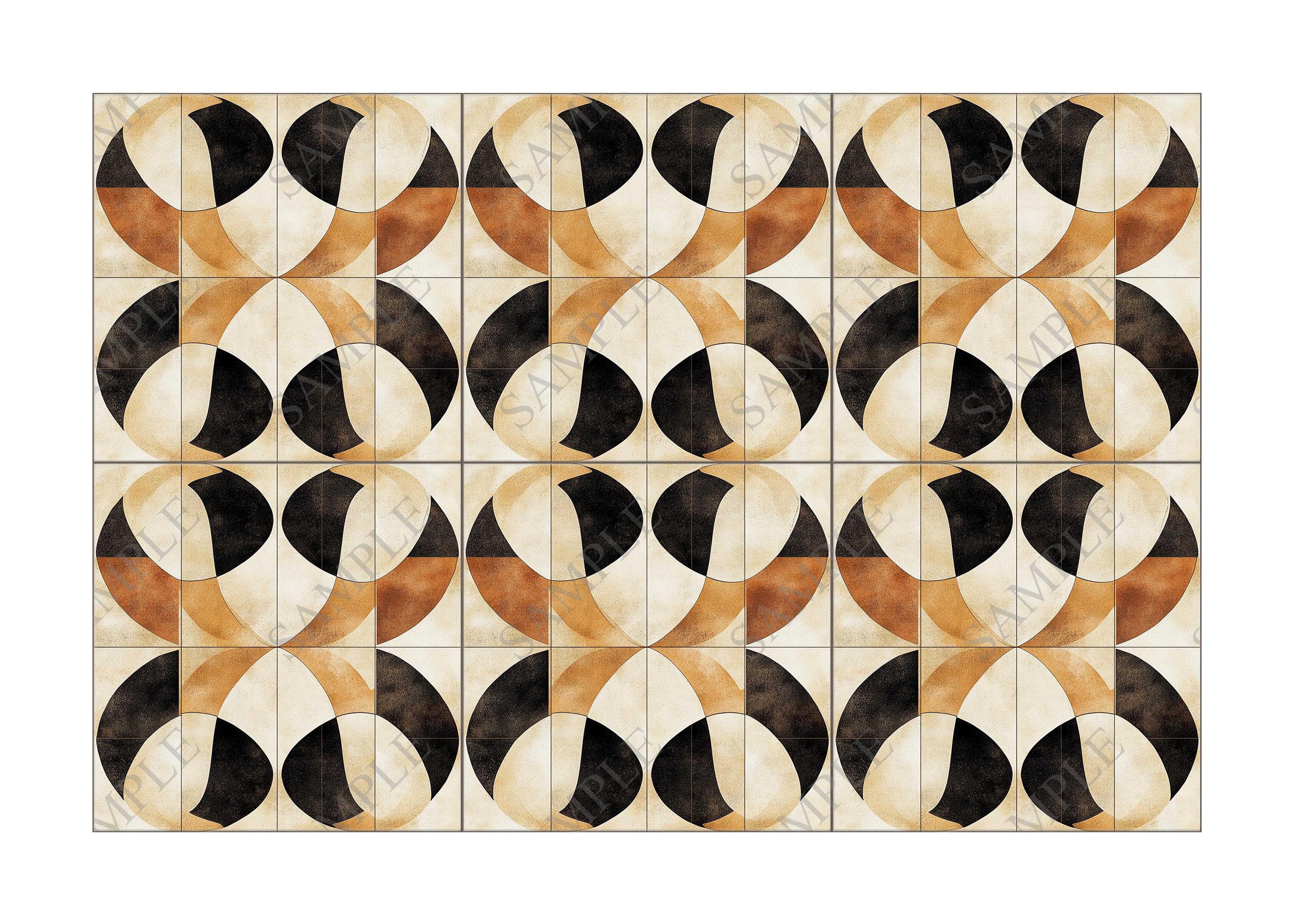 Black and Tan Patterned Ceramic Tile Patterned Kitchen Backsplash Tile ...