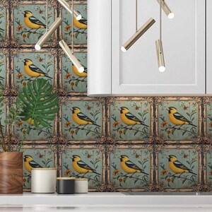 Vintage Bird Design Ceramic Tile - Ceramic Tiles With Birds - Bird ...
