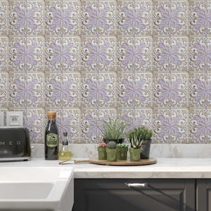 Lavender Patterned Backsplash Tile - Purple Kitchen Tile Patterned ...
