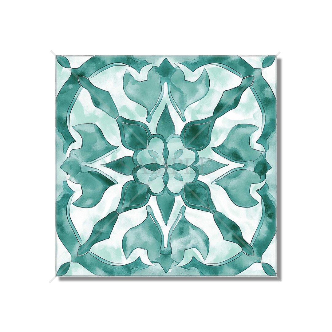 Ocean Blue Green Ceramic Tile - Vintage Moroccan Tile Design - Unique ...