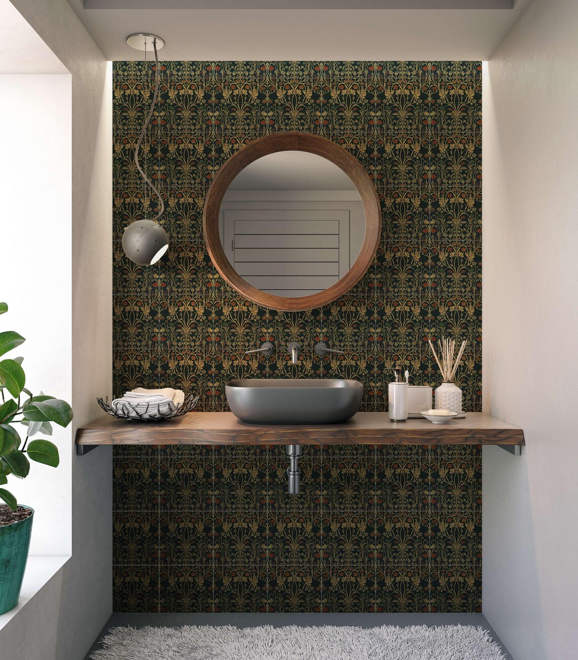 Moody Floral William Morris Design Ceramic Tile Art Nouveau Kitchen ...
