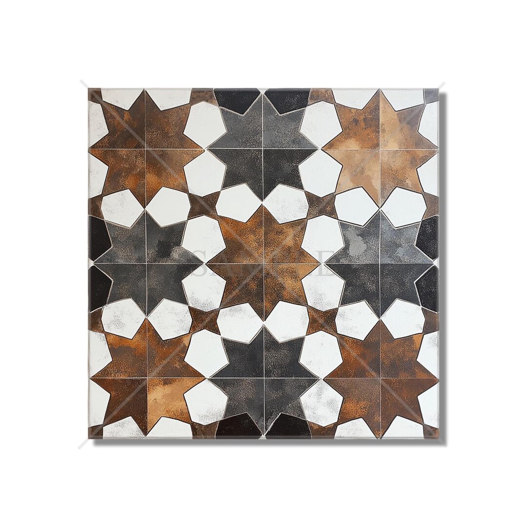 Unique Patterned Ceramic Tile - Rust Copper Black Kitchen Backsplash ...