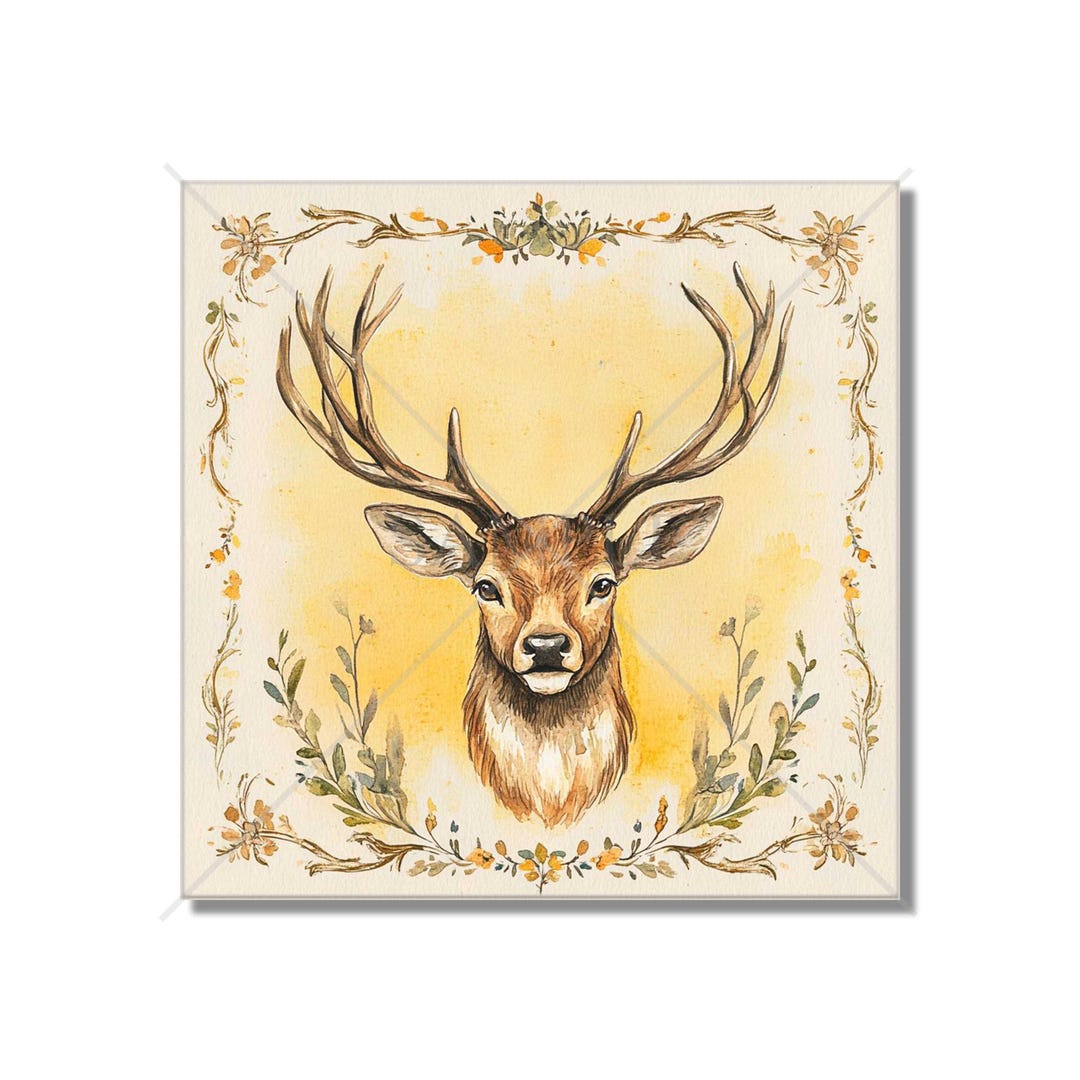 Deer Design Ceramic Tile - Decorative Deer Ceramic Tile - Rustic Cabin ...
