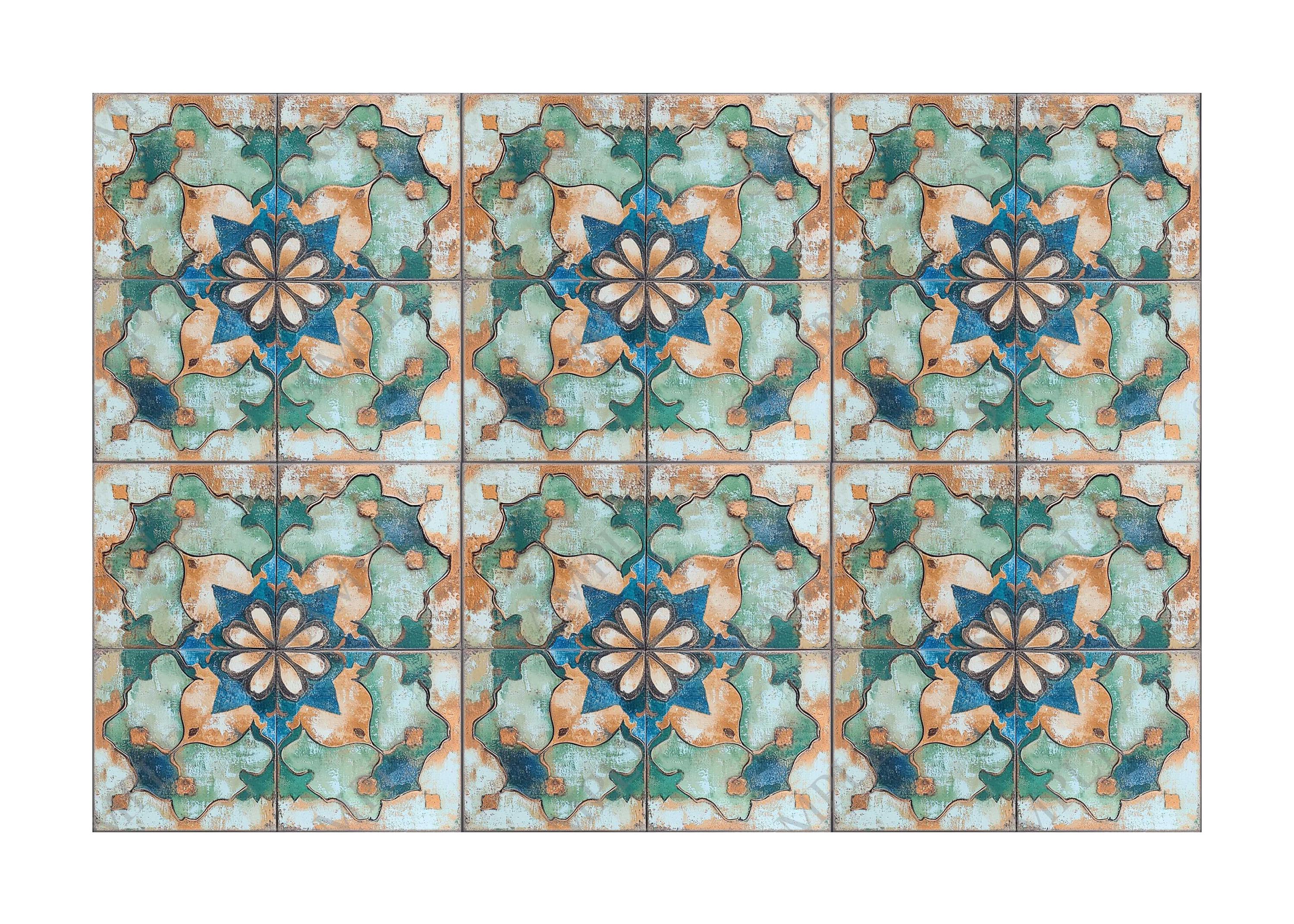 Mint Green Blue Copper Ceramic Tile - Vintage Moroccan Tile Design ...