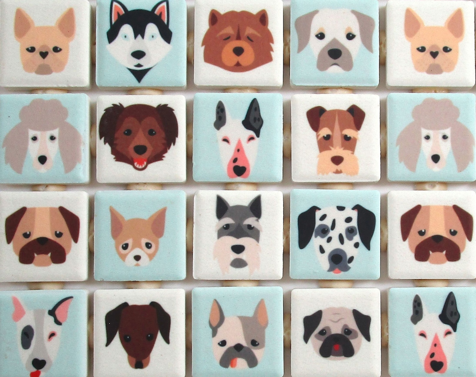 Dog Faces Mosaic - Ceramic Mosaic Tiles - 36 Pieces Dogs Mosaic Tile ...