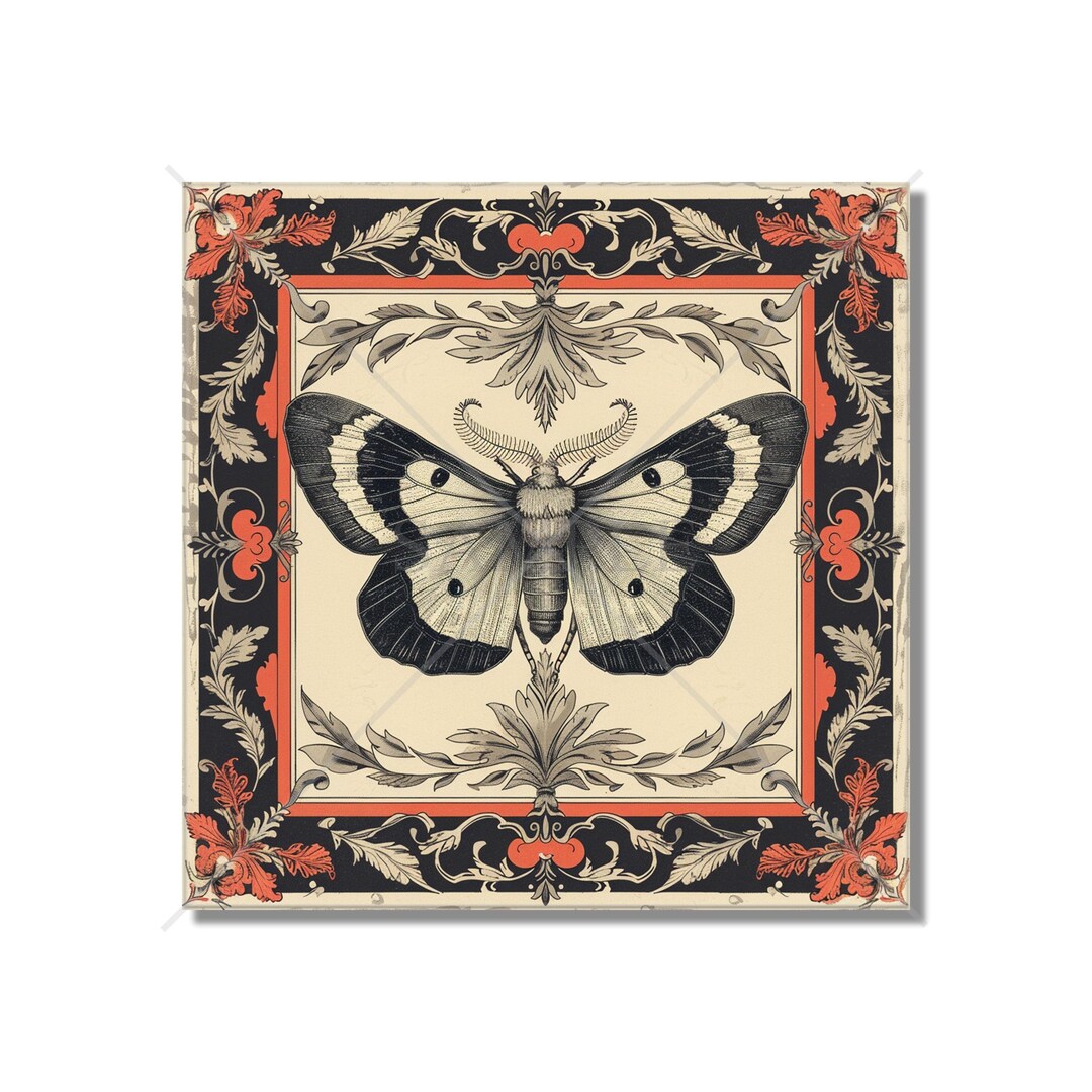Vintage Moth Design Ceramic Tile - Kitchen Backsplash Tile - Bathroom ...