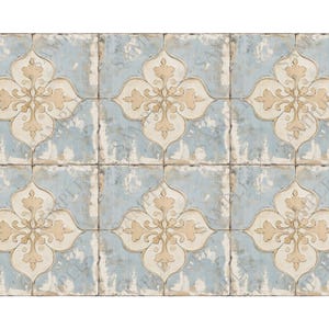 Aged Blue Beige Ceramic Tile Vintage Aged Design Tile - Unique ...
