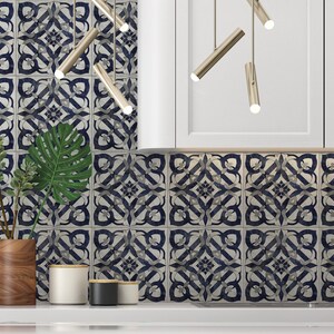 Navy Blue Ceramic Tile - Vintage Moroccan Tile Design - Kitchen ...