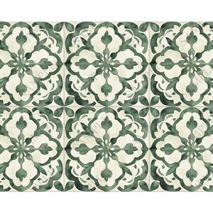 Green Patterned Ceramic Tile - Unique Patterned Green Kitchen ...